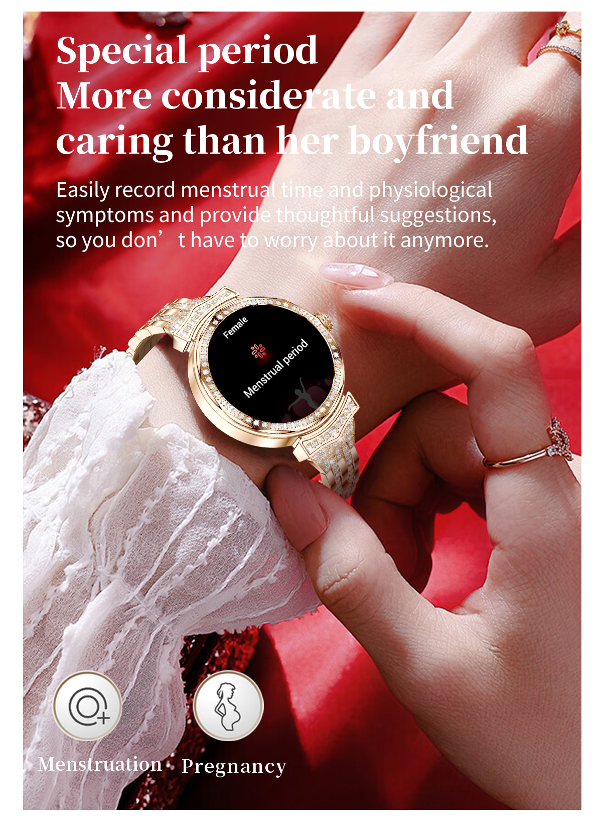 Aolon Venus Smartwatch For Woman Diamond Female Health Custom Wallpaper ...