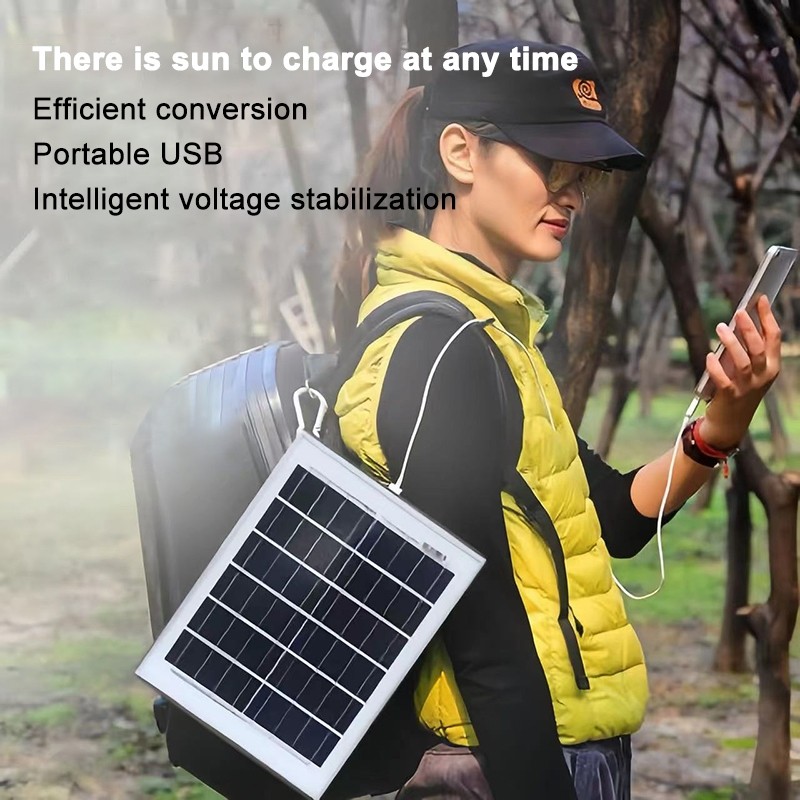 Solar Charging Panel 6W 6V Fast Charging Solar Energy Panel with 4 USB ...