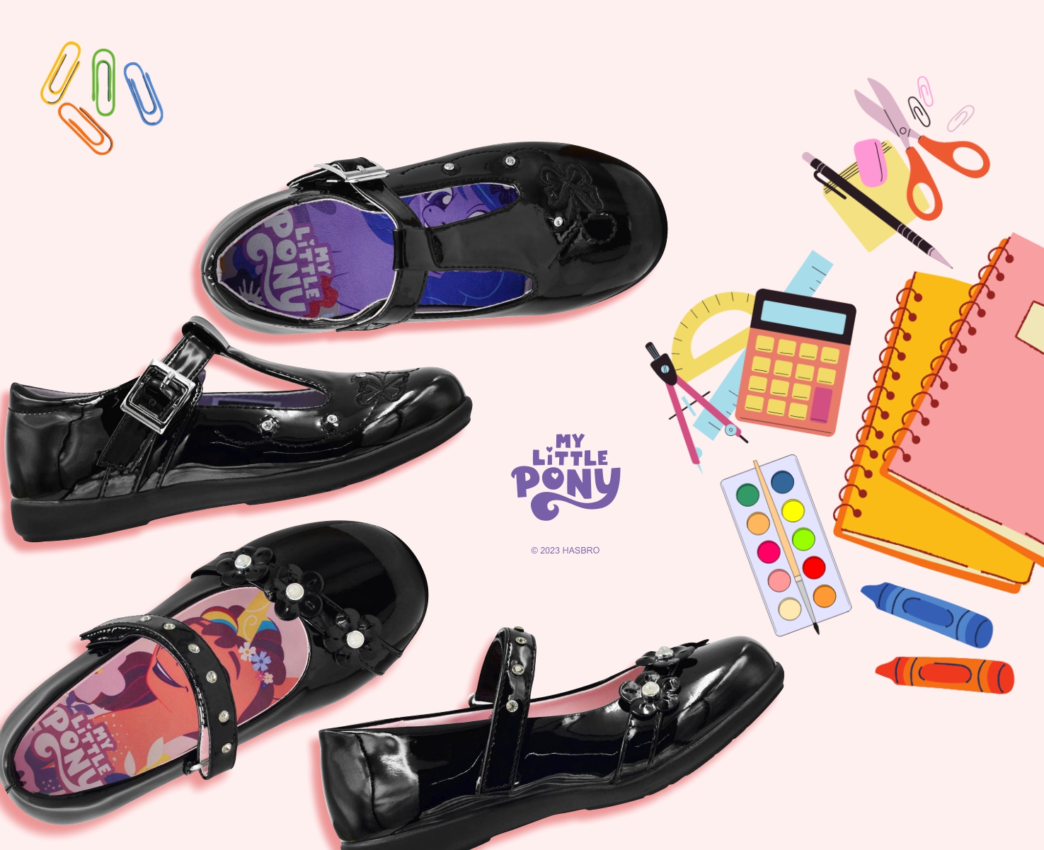 Hasbro My Little Pony Black School Shoes with Memory Foam for Kids ...