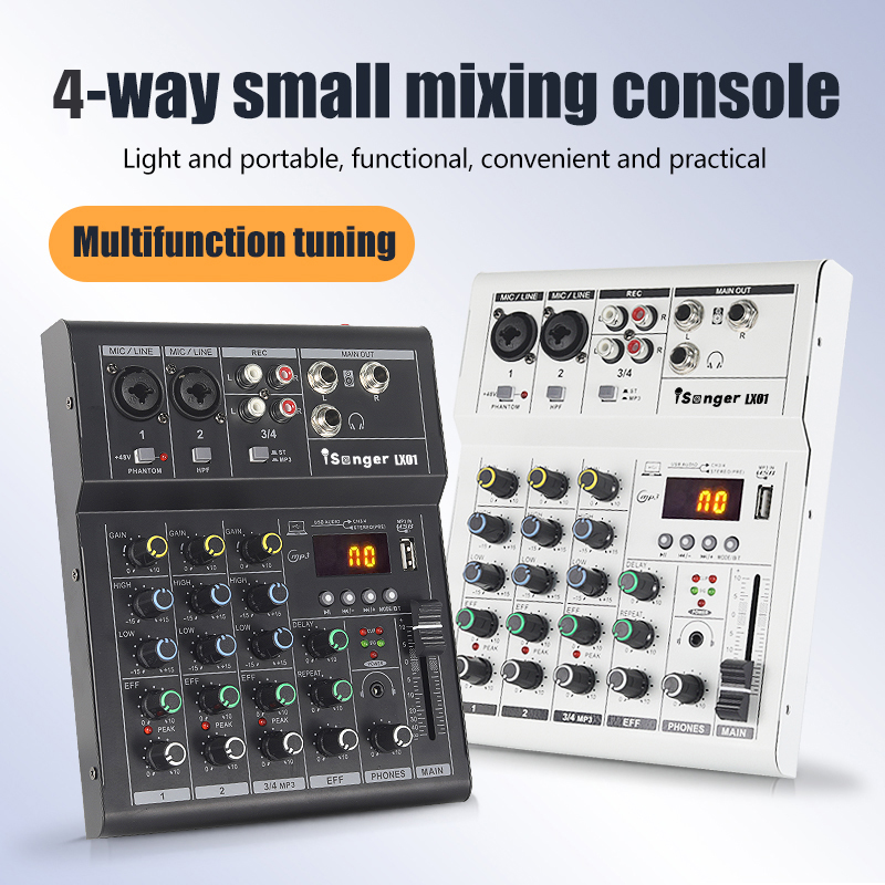 4-Channel Mixing Console Personal Sound Effect Audio Mixer USB PC ...