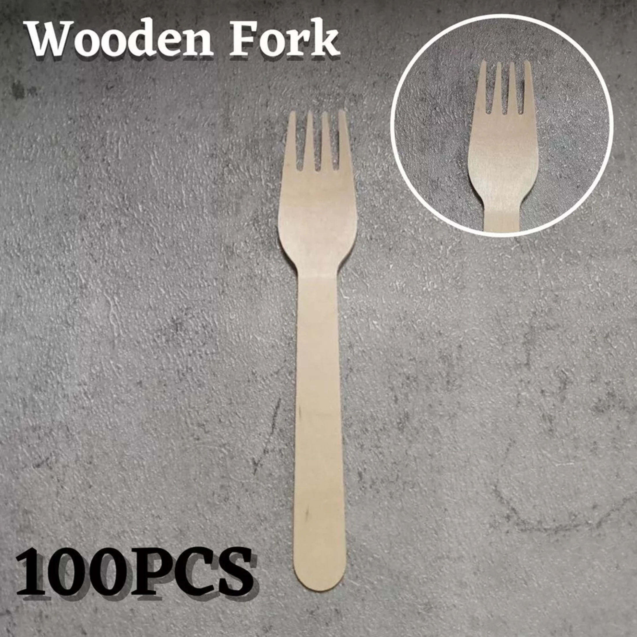 100pcs/Pack Wooden Spoon, Fork And Knife Eco Friendly & Disposable ...