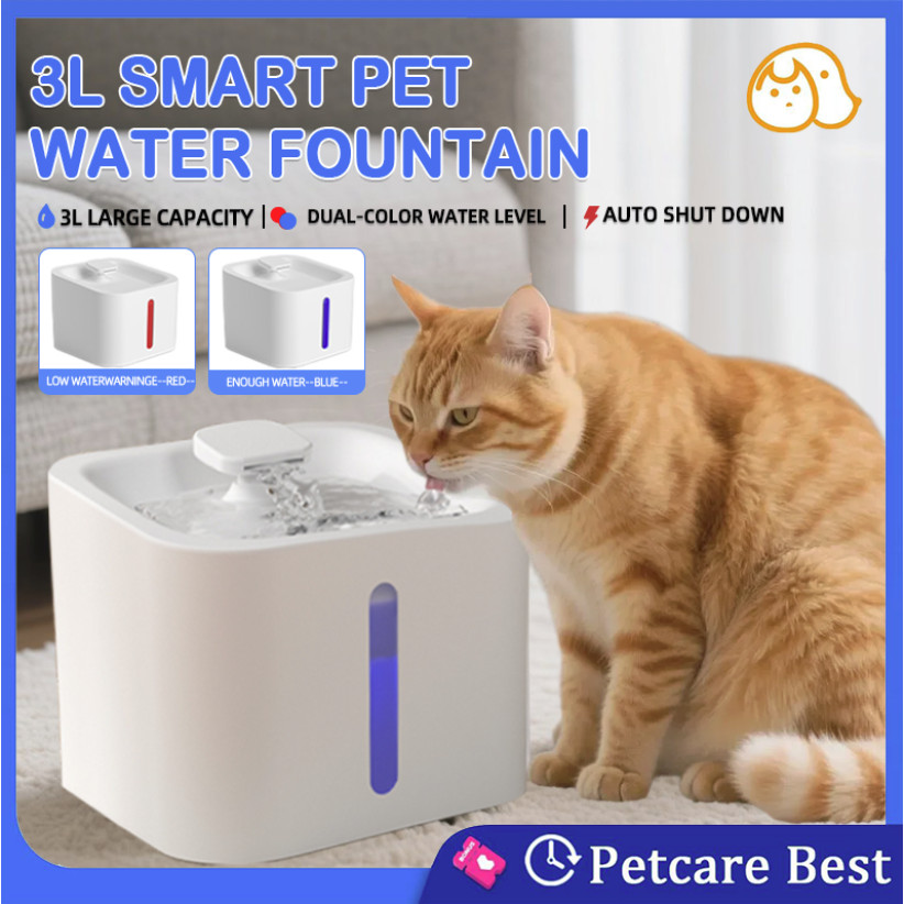 【Clearance!】3L Auto Pet Fountain with Water Level Alarm & 3-Stage ...