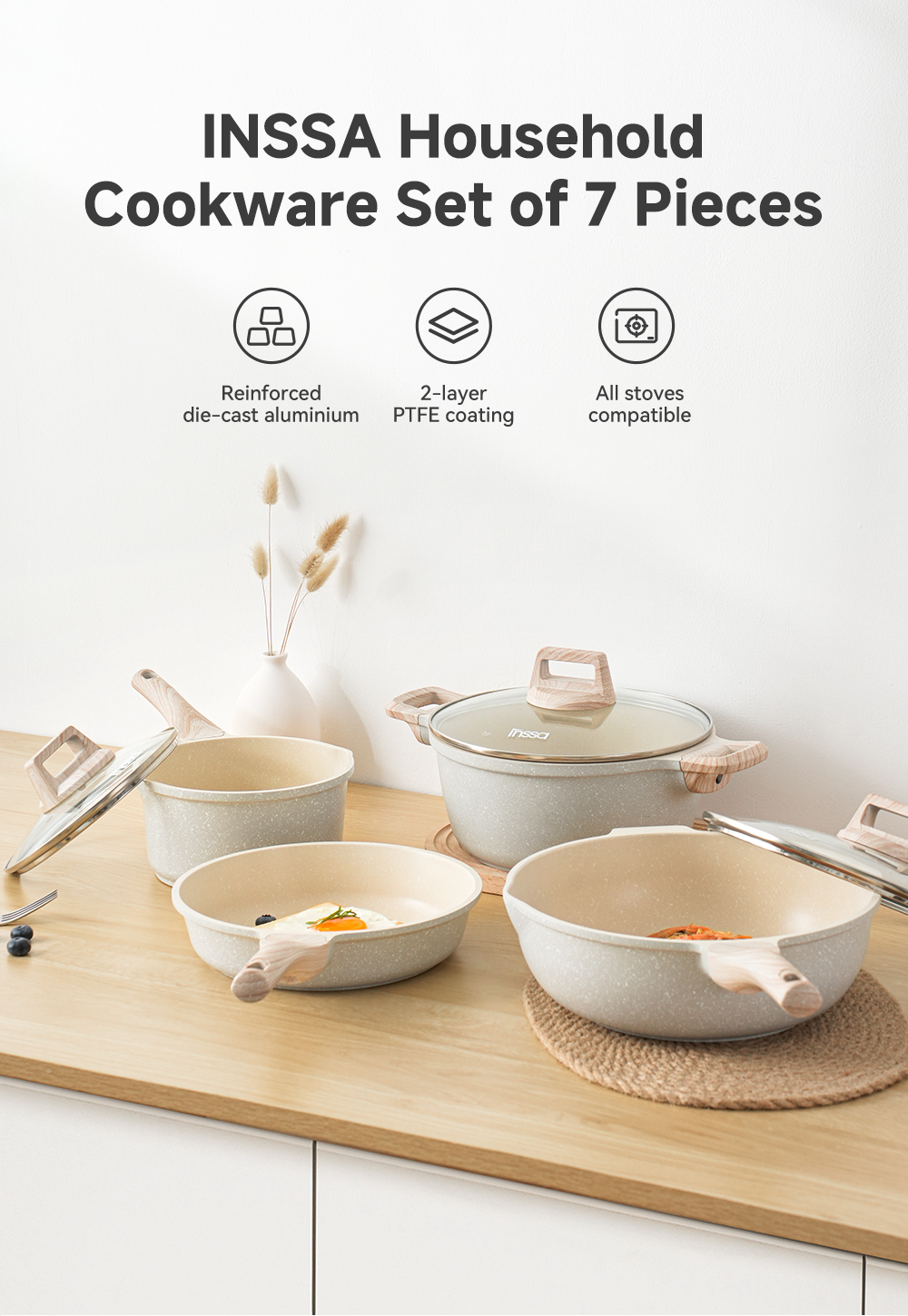 INSSA Non Stick Frying Pan Cookware Kitchenware Set Breakfast Pan ...