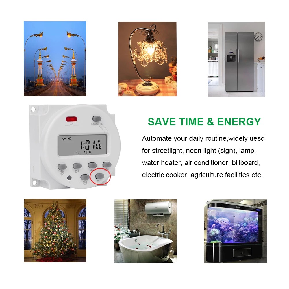 SINOTIMER 220V Weekly 7 Days Digital Programmable Timer Power Control ...