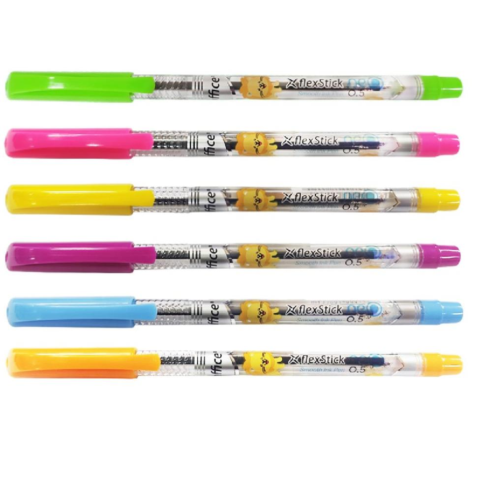 6PCS Neo Flex Office Flexstick Smooth Black Ink Pen Ballpen 0.7MM s ...