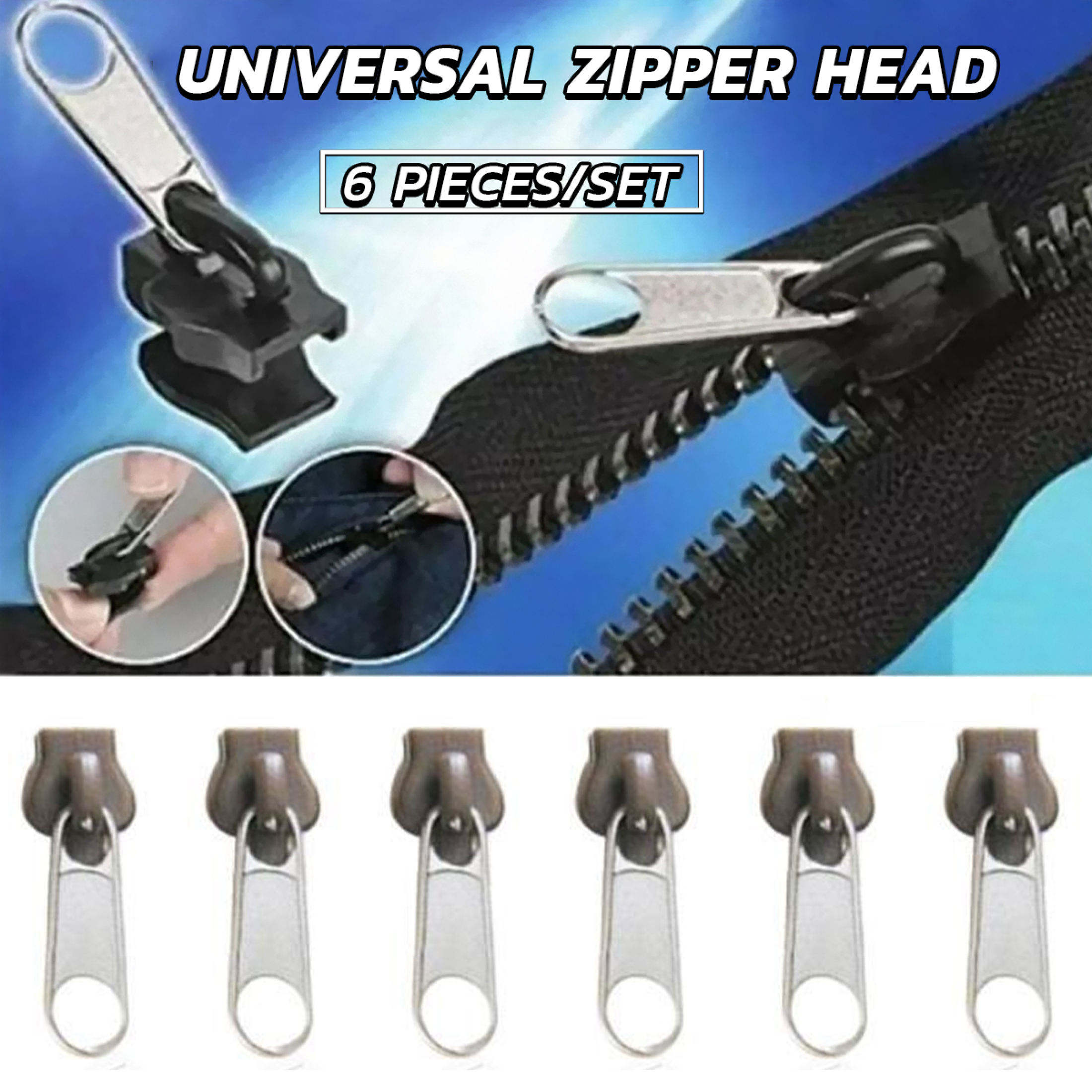6pcs High-quality plastic and Metal Zipper Slider Head Instant Fix ...