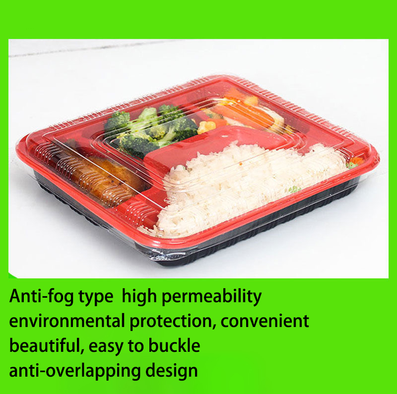 100PCS Bento Disposable Box With Lid Food Container 3/4 Grid Can Be ...