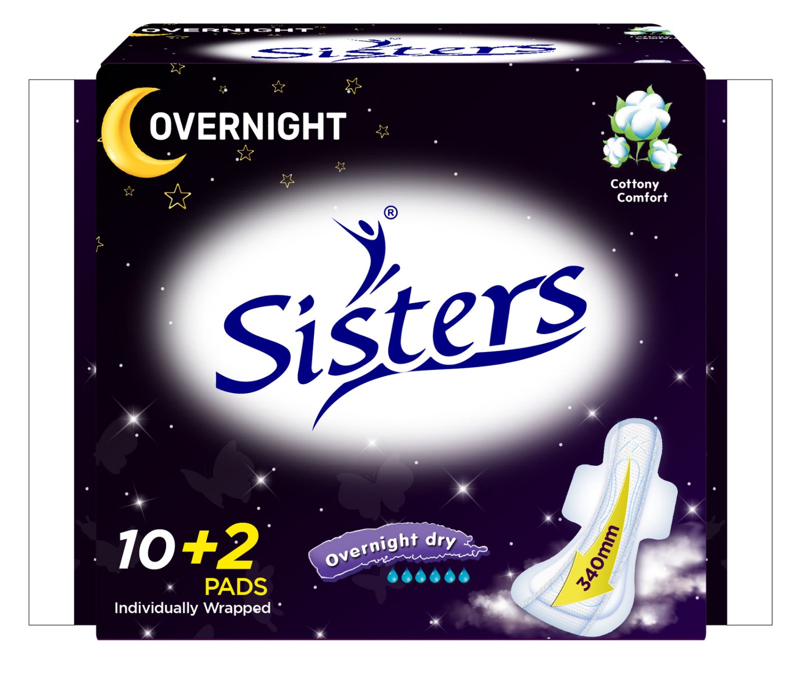 Sisters Sanitary Napkin Perforated Cottony Overnight 10+2 pads | Shopee ...