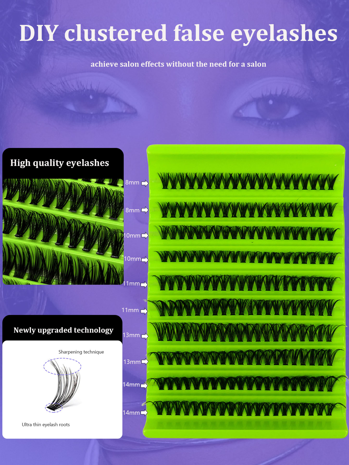 40D Cluster Individual Lashes 8-14mm Lashes Natural Look Mixed Tray DIY ...