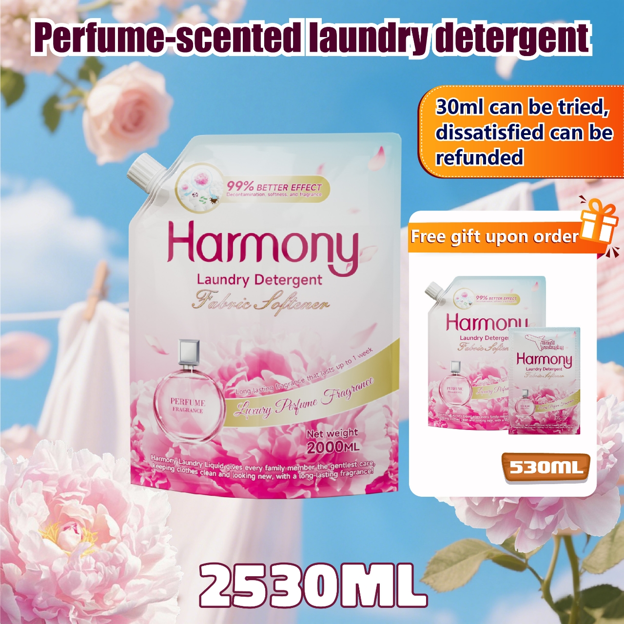 2530ML Newly Upgraded Liquid Laundry Detergent All In One Laundry Detergent Fabric Softener ...