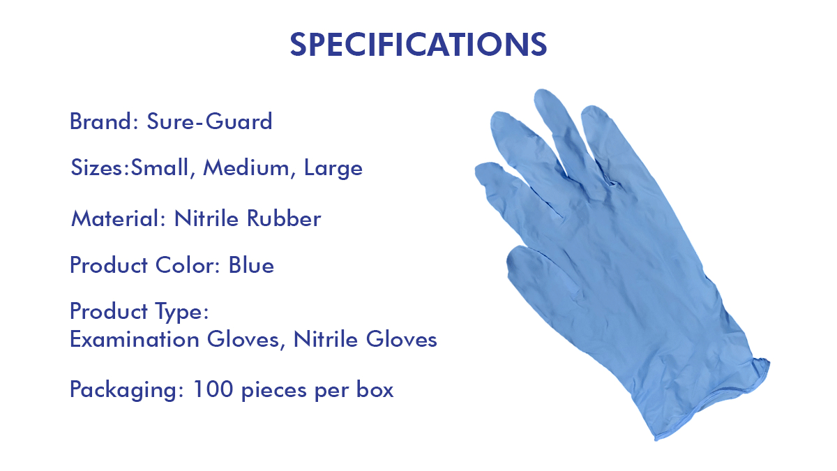 Sure Guard Disposable Examination Nitrile Gloves (1 Box - 100pcs ...