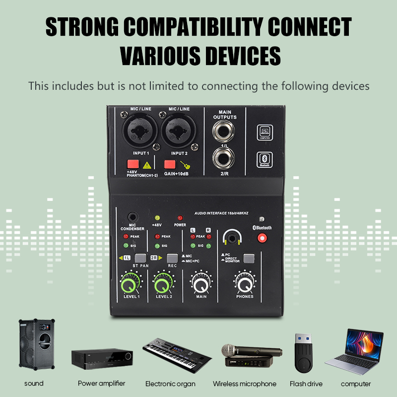 Audio Mixer 2-Channel USB DJ Sound Controller Interface For PC Game ...