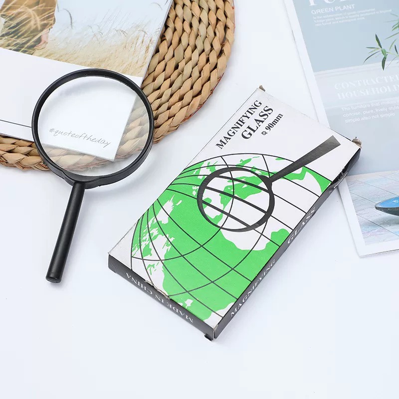Black HandHeld Magnifying Glass Magnifying Glass 12cm Size | Shopee ...