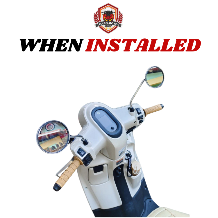 Motorstar Cafe 400 Classic Retro Round Circle Long Stem Side Mirror ...