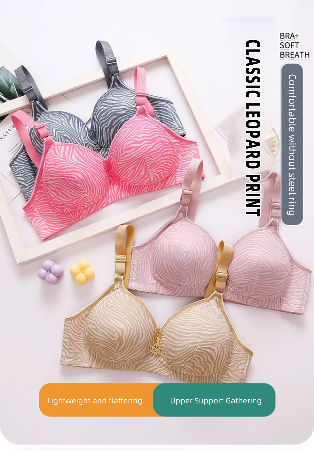 Comfortable soft plus size sponge thin no steel ring no magnetic ...