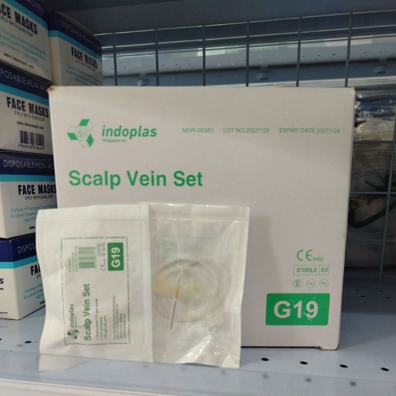 INDOPLAS SCALP VEIN SET BUTTERFLY NEEDLE G19 - 100PCS PER BOX | Shopee ...