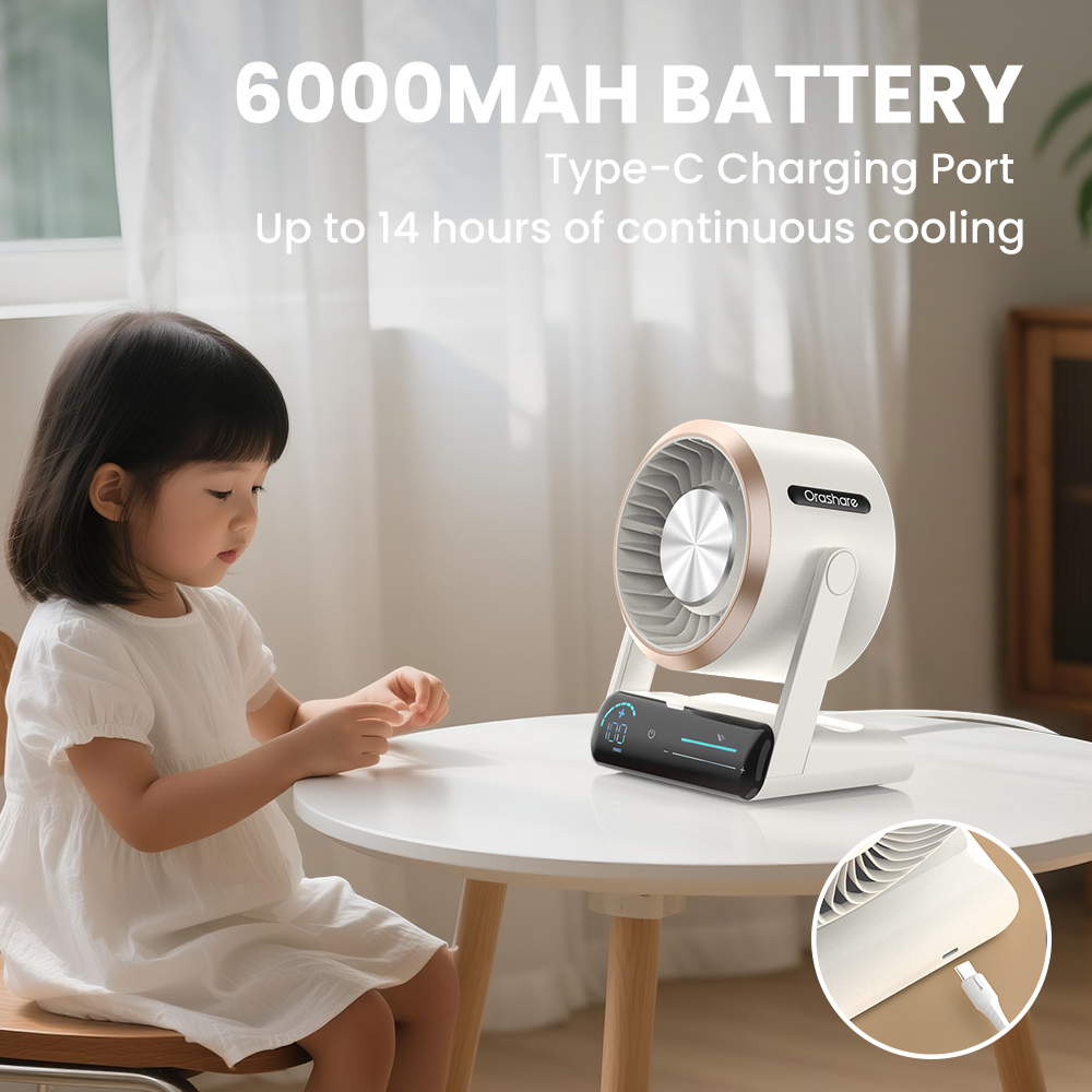 Orashare DF08 High Speed Desktop Fan 100-Speed Wind 6000mAh ...