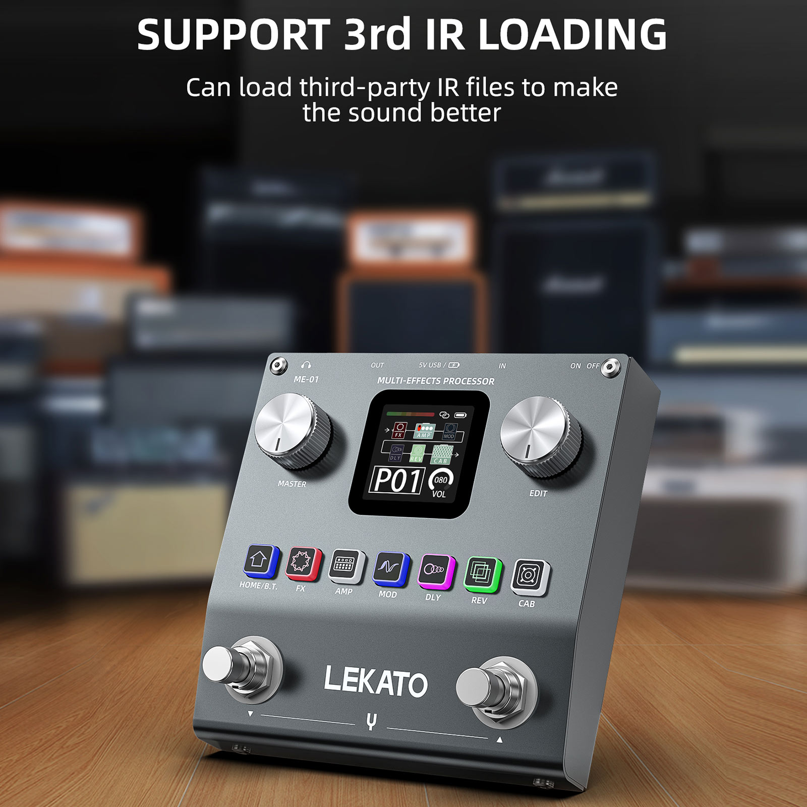 LEKATO Multi Effect Guitar Pedal Bass Effects Pedal Guitar Pedal BT ...