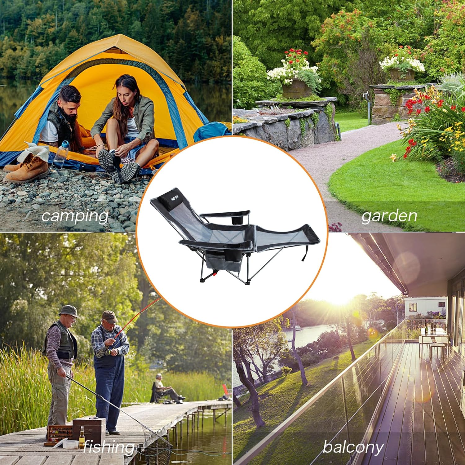 WTHB Outdoor Folding Chair Recliner Portable Ultra-light Adjustable ...