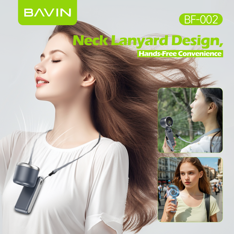 BAVIN BF002 Foldable Mini Fan LED Display & Portable 5 Speeds Level ...