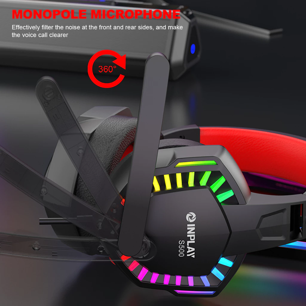 Inplay S500 Wired RGB Gaming Headset With Mic Surround Sound Over Ear ...