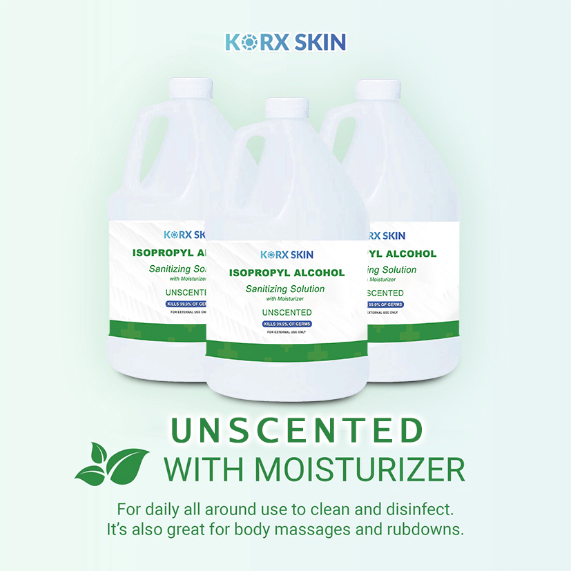 KORX SKIN UNSCENTED ISOPROPYL ALCOHOL SANITIZING SOLUTION 1 GALLON ...