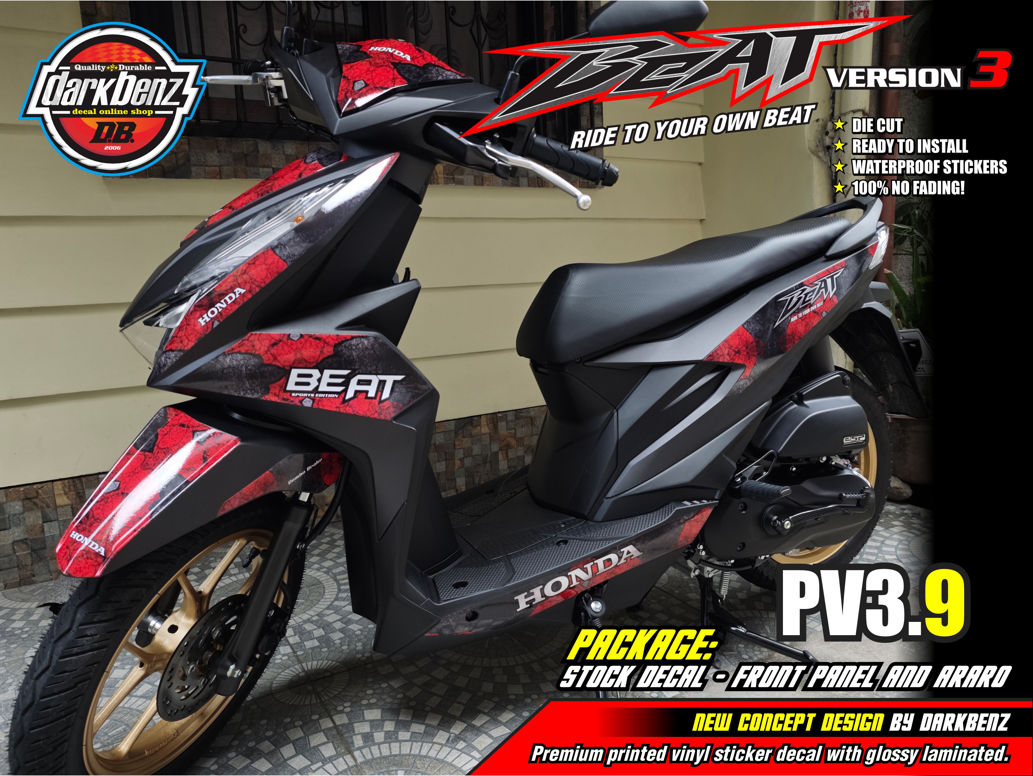 Honda BeAT Version 3 Package Set PV3.9 Premium Printed Sticker Decals ...