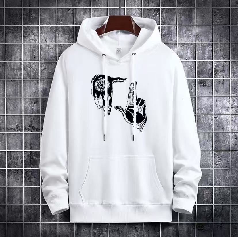 Hoodie Jacket Without Zipper Hand Sign Printed Design Men Women High ...