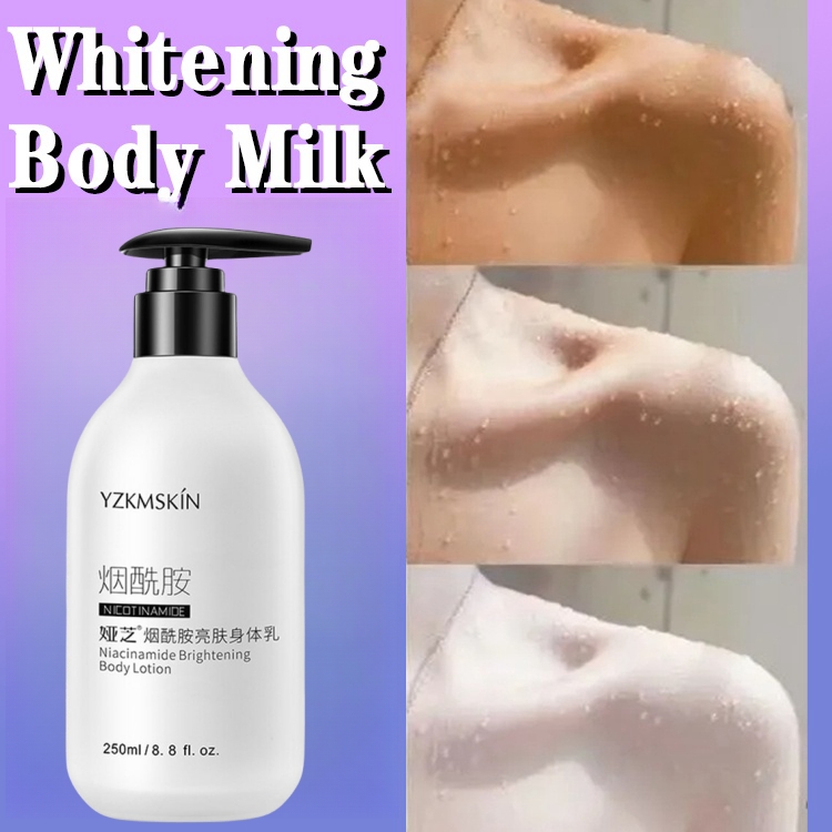 250ML Niacinamide Whitening Body Lotion Lightening Dark skin Effective Permanent White Body ...