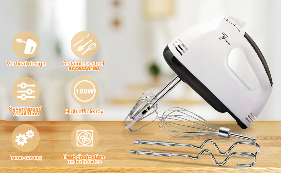 Natures Glow Electric Hand Mixer Portable 7 Speed Hand Mixer/Electric ...