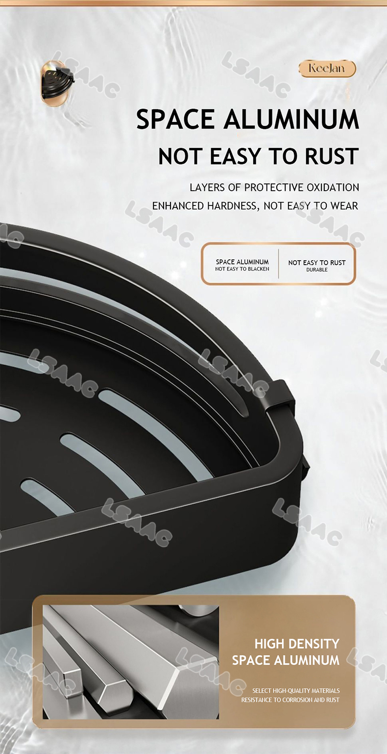 Aluminum Bathroom Rack Perforation-Free Shower Storage Rack Corner ...