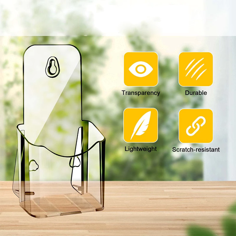 A6 Acrylic Transparent Brochure Holder Wall Mount Flyer Magazine ...