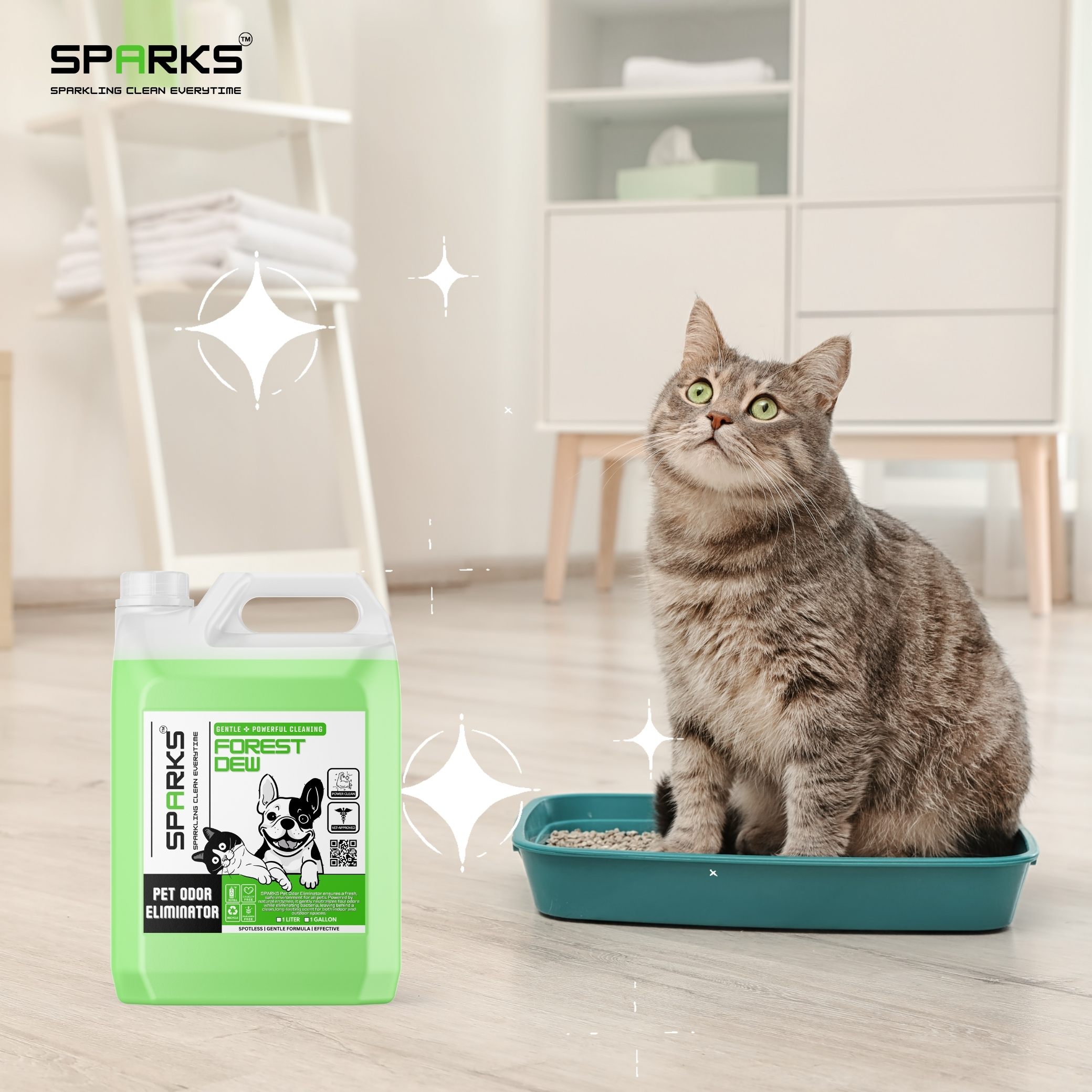 Sparks Pet 1 Gallon Enzyme Deodorizer & Odor Neutralizer – Eliminates ...