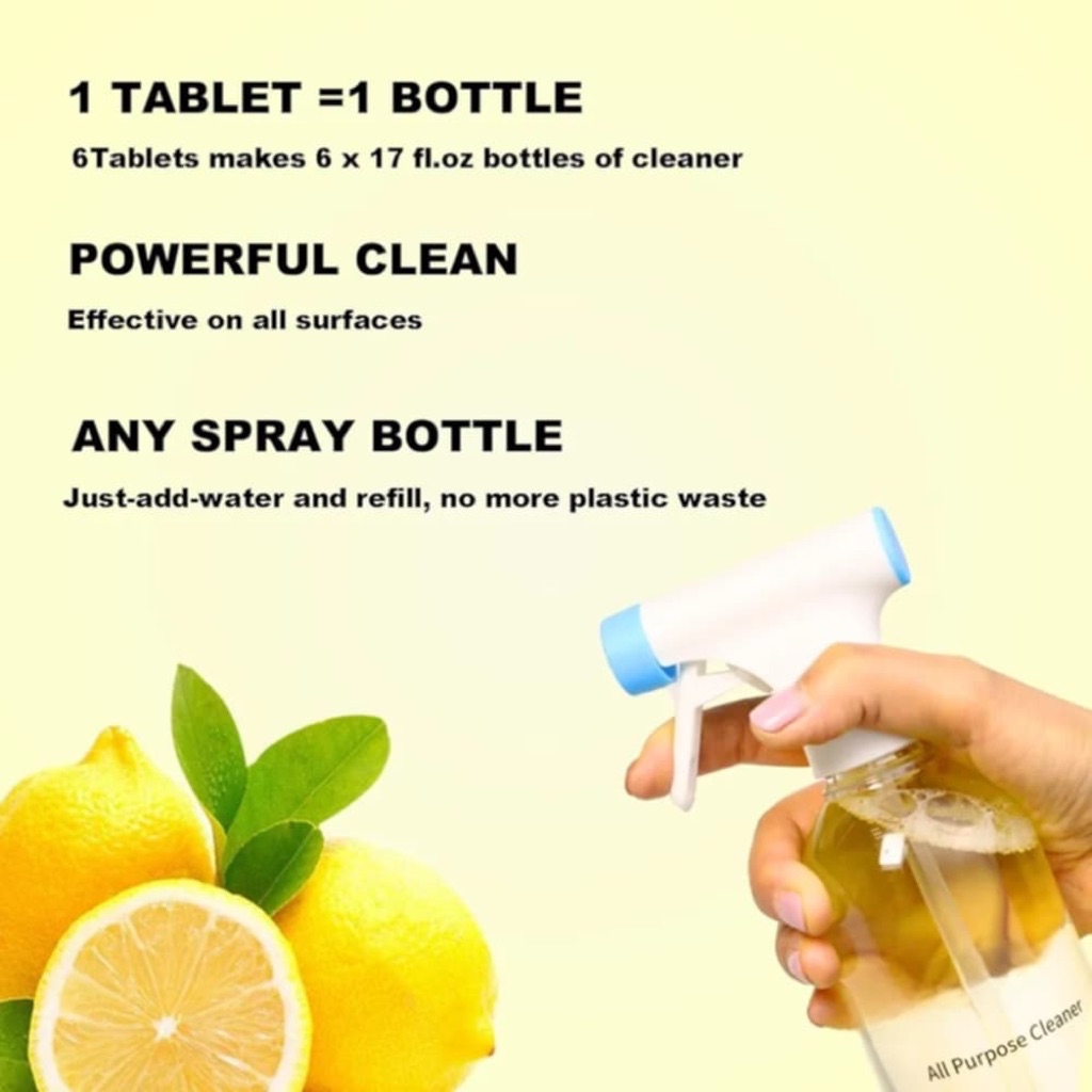 Premium All Purpose Cleaner Tablet Refills With Spray Bottle Package ...