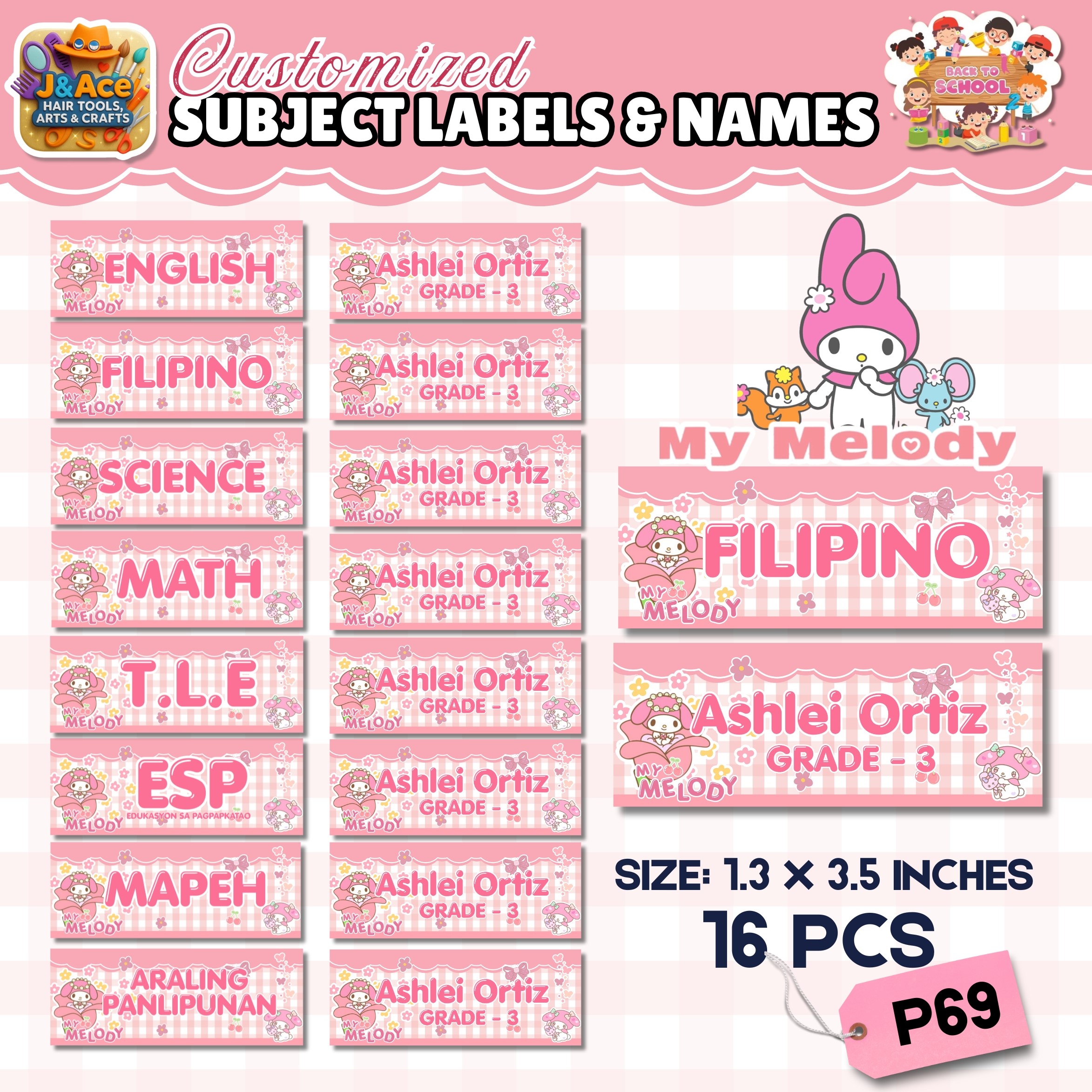 Customized Subject and Name Label for Notebook and other school ...