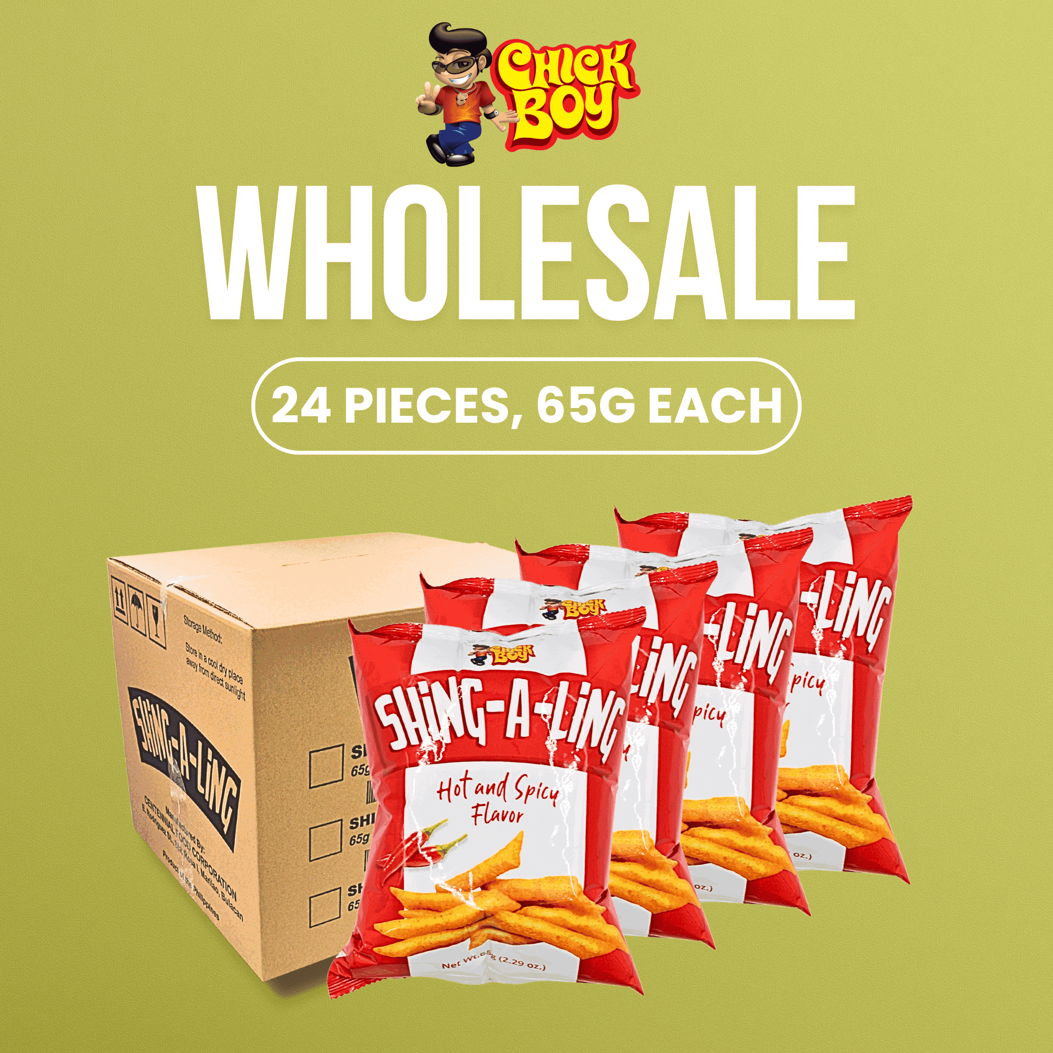 WHOLESALE ChickBoy Snacks Shing A Ling (65g / pack, 24pcs) | Shopee ...