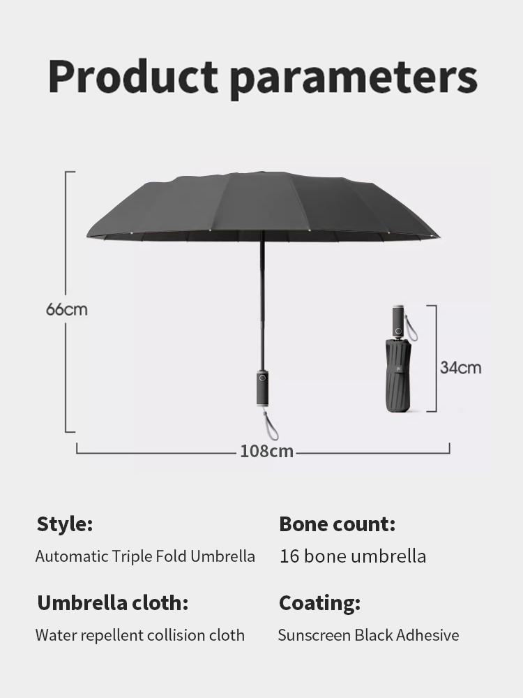 ICON 16 Bone Umbrella Windproof and UV resistant parasol Outdoor travel ...