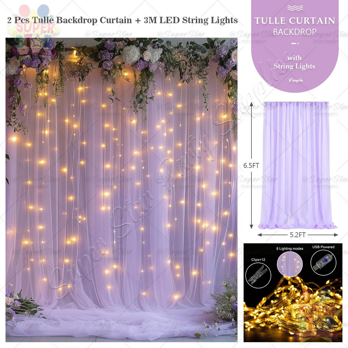 3m*3m White Tulle Backdrop Curtain for Parties Wedding Sheer Backdrop ...