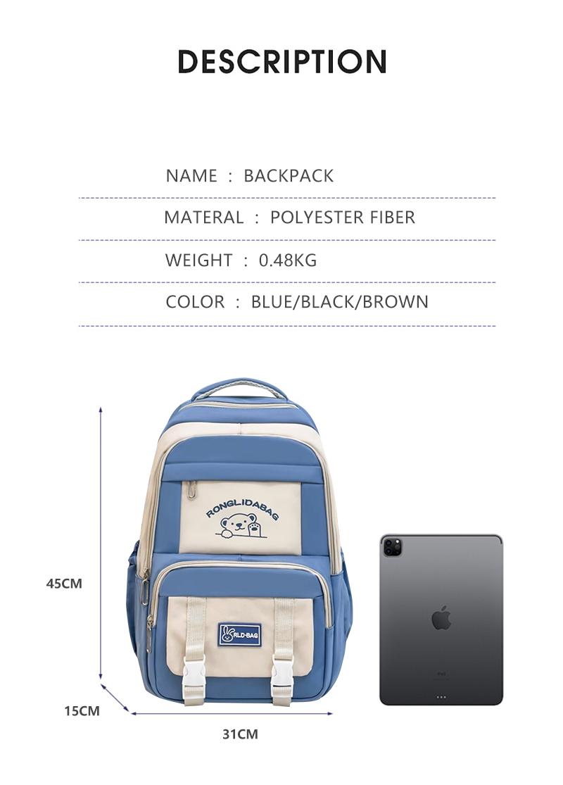 SWEET Cute Sweet Backpack Bear Junior High School Schoolbag Casual ...