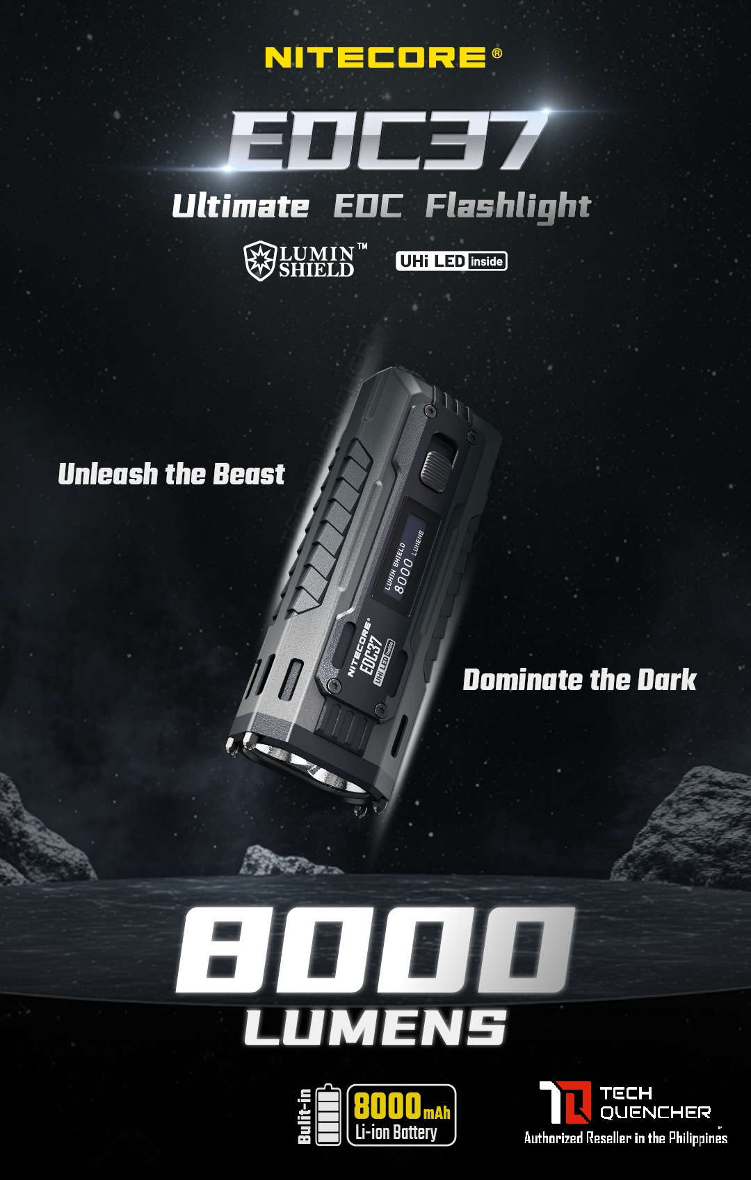 Nitecore EDC37 Flashlight - 8000 Lumens - Lumin Shield - 8000mAh ...