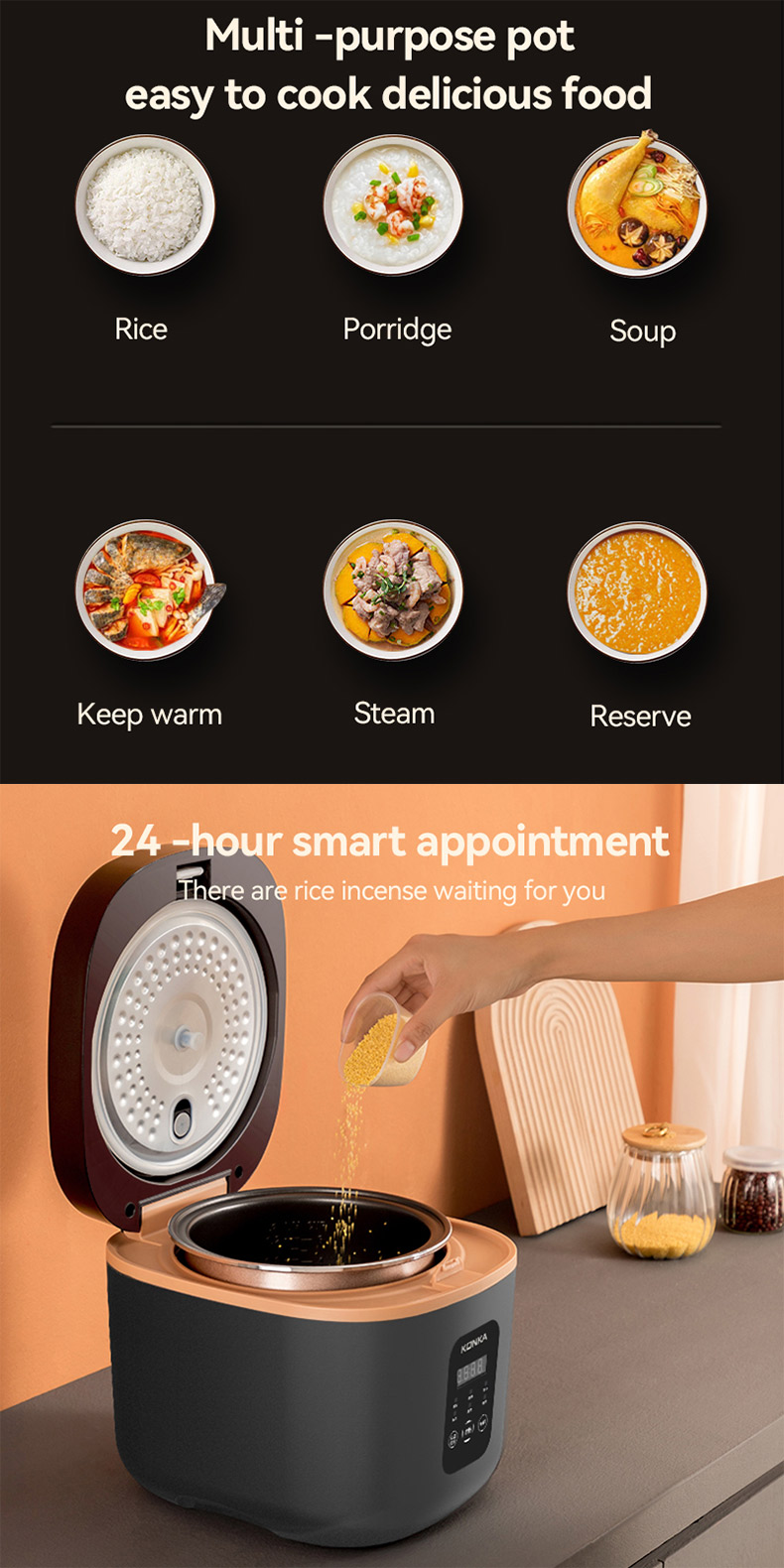 Konka Electric Rice Cooker 4L Non-stick 24-hour appointment 700W Home ...