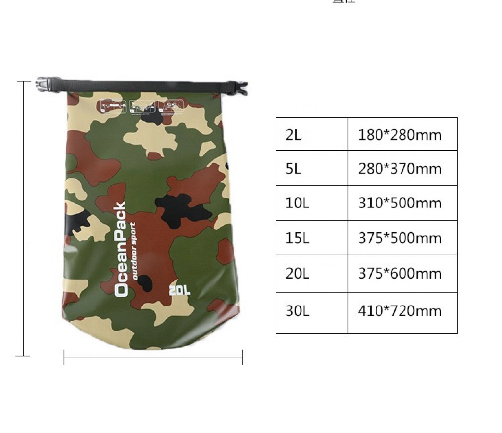 Army Ocean pack Camouflage Dry Bag Waterproof bucket bag Sling Shoulder Backpack Out door Sport ...