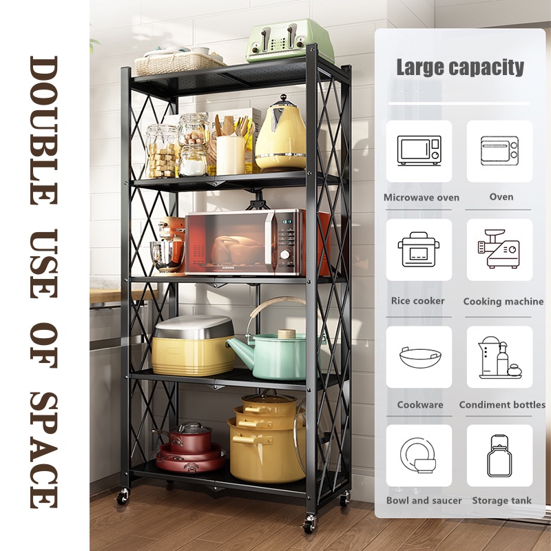 【Foldable】Metal Rack organizer layer Foldable Rack 5 layer steel rack ...