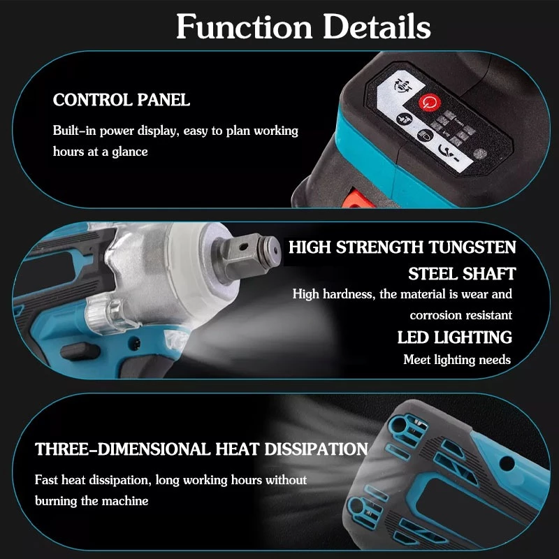 588V Electric Impact Wrench Brushless Wrench Cordless Power Tools Set ...