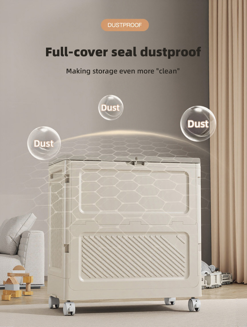 Boxi 140L Large Capacity Foldable Storage Box with Wheels - Plastic ...