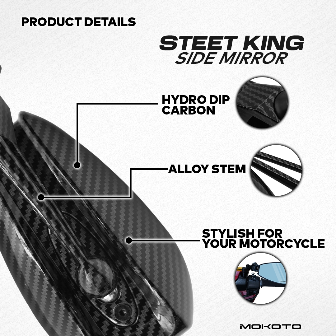 MOKOTO STREET KING SIDE MIRROR 10MM THREAD SIZE REARVIEW MIRROR ...