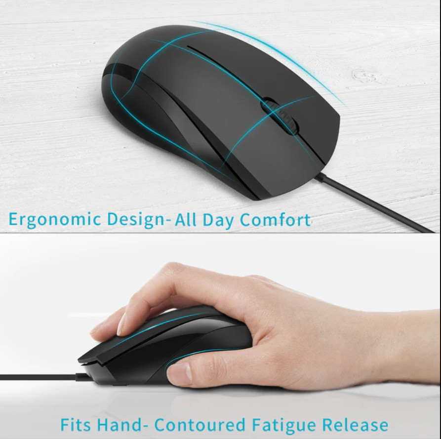 Rapoo N1600 Ergonomic Design Silent Wired Mouse 1000 DPI | Shopee ...