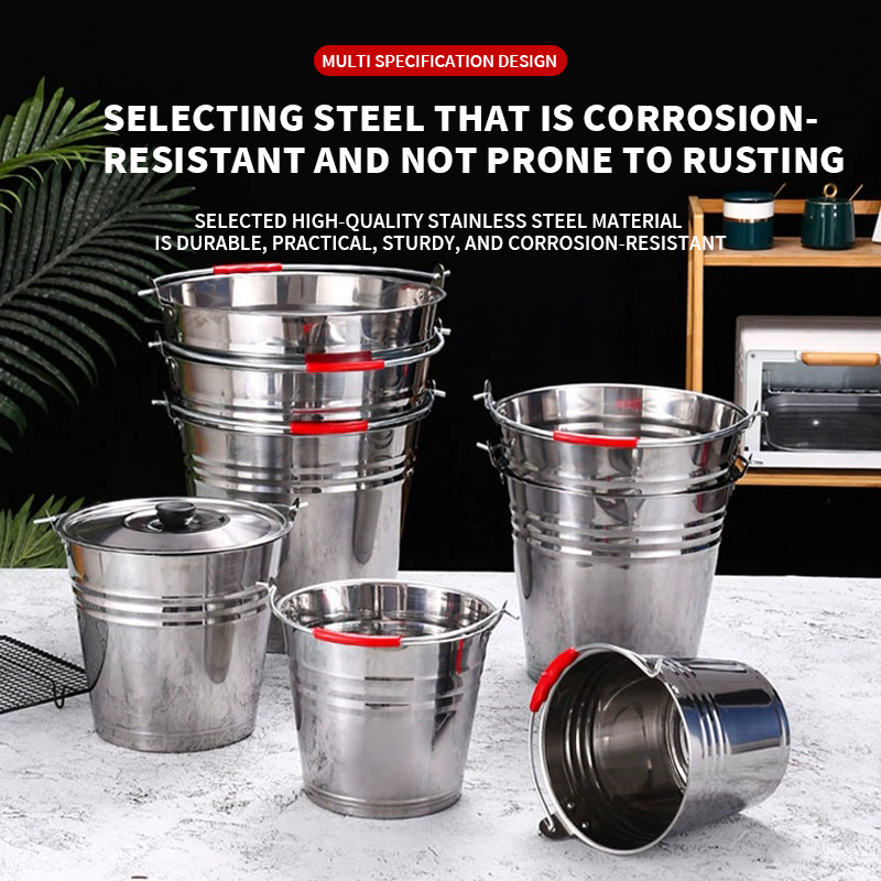 A 304 Stainless Steel Water Bucket Sturdy Leakproof Container for Home ...