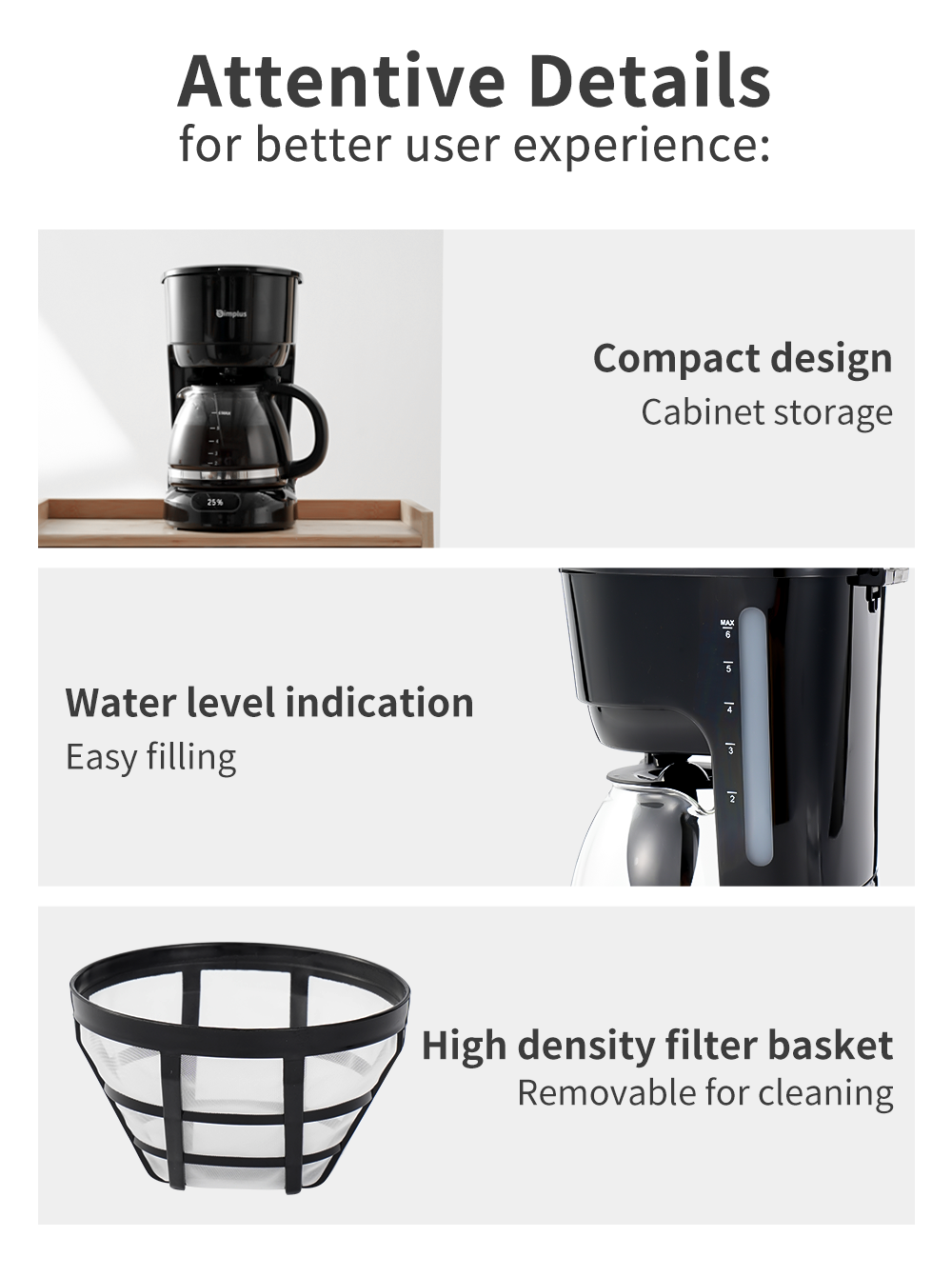 Simplus【Livestream】Coffee Maker Machines Anti Drip Design Manual Coffee ...