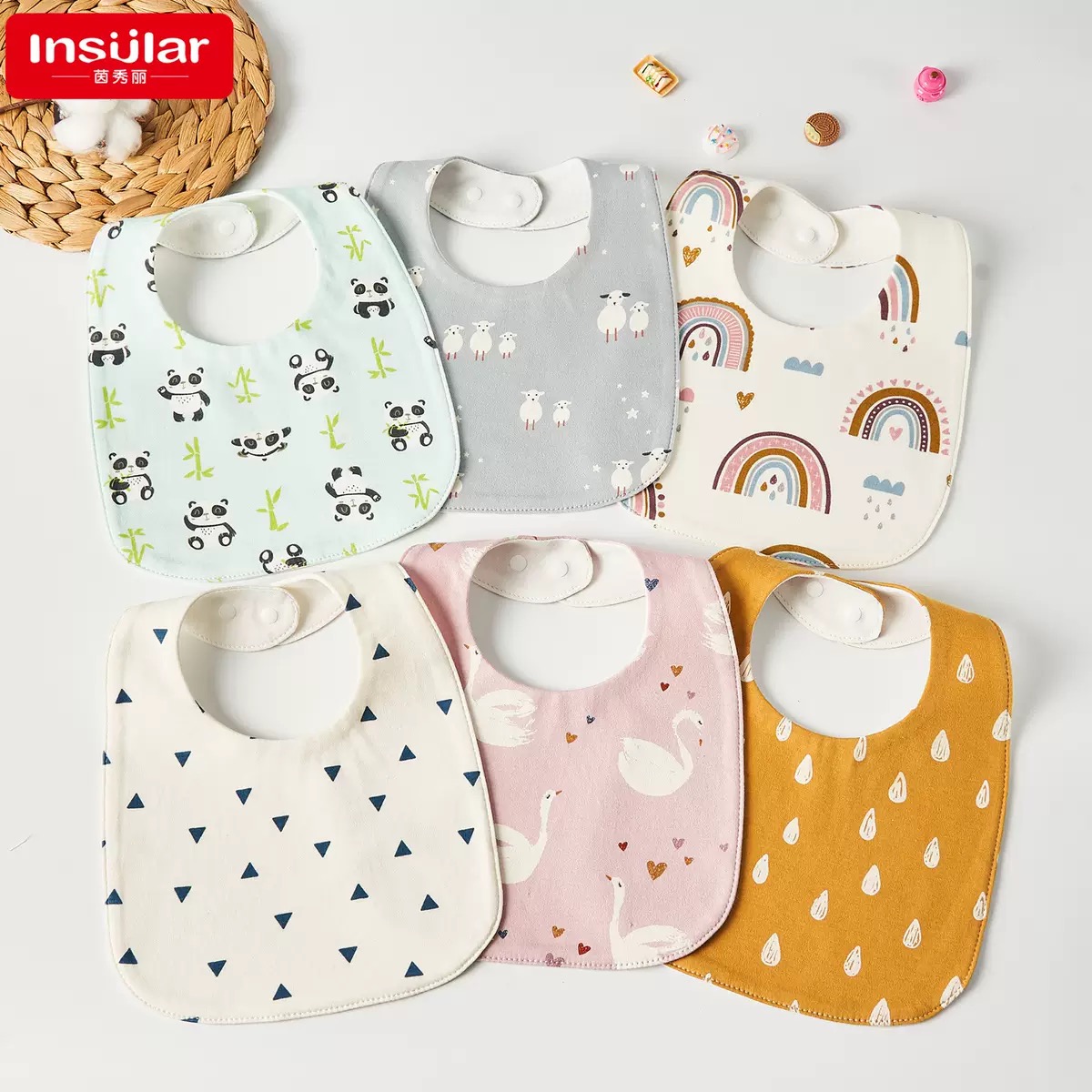 CiCi Baby Cute Waterproof Corp Infant Bibs Cotton Bibdana Kid Assorted ...
